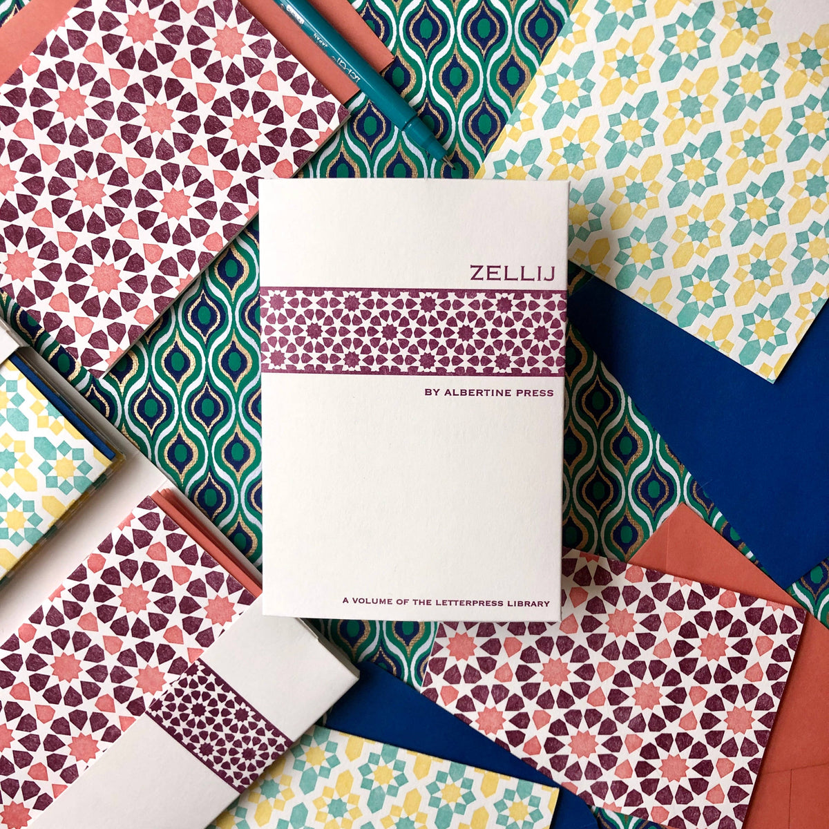 Zellij Letterpress Library Note Card Set